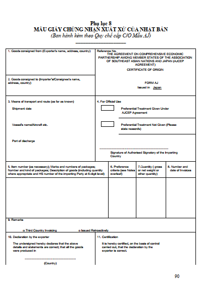 CO FORM AJ XUẤT KHẨU ĐI NHẬT BẢN: QUY TRÌNH VÀ HỒ SƠ XIN CẤP – CỔNG ...